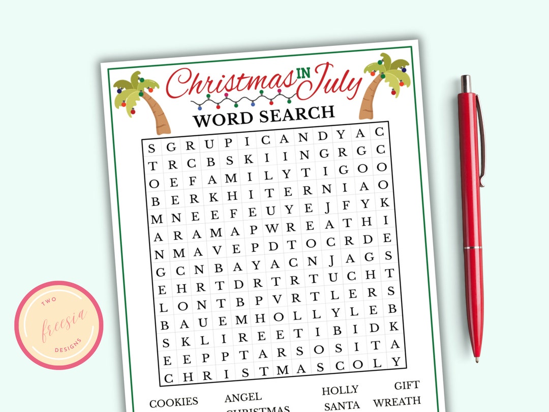 Word Search Game - Printable Christmas in July Game for Kids & Adults ...