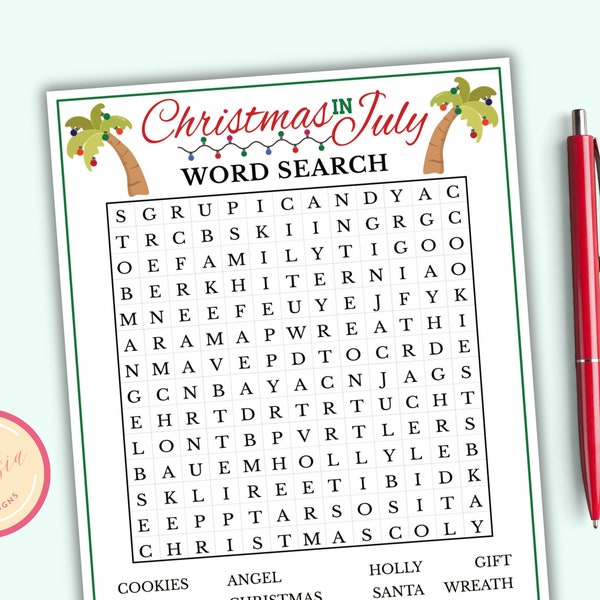 Word Search Game Printable Christmas in July Games For - Etsy