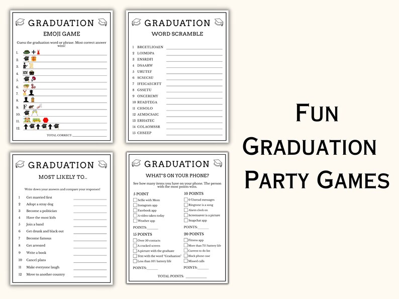 14 Printable Graduation Party Games Bundle 2024 Graduation Games Class ...