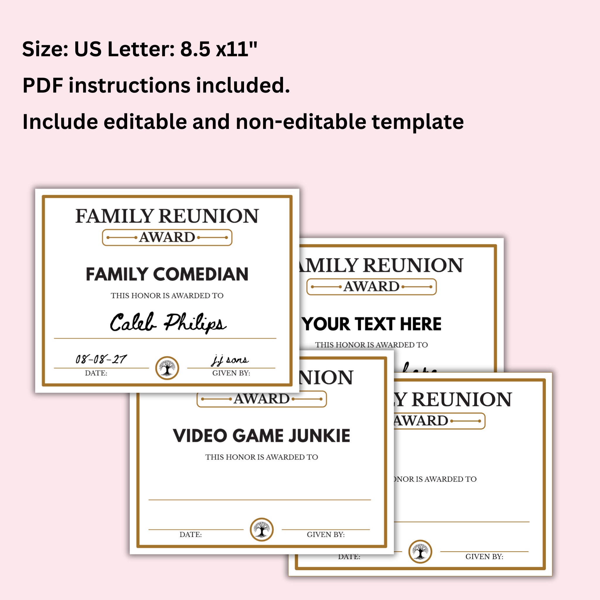 100 Editable Family Reunion Award Certificates - Funny Family Reunion ...
