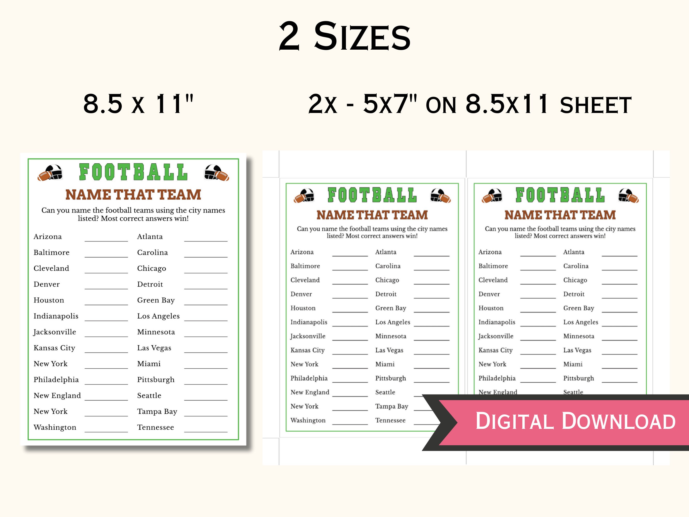 Football Party Game - Name That Team Game - Football Party Games for ...