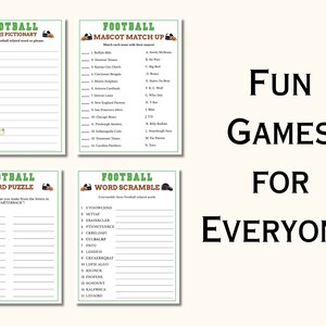 Football Game Bundle - 15 Printable Football Party Games Pack ...