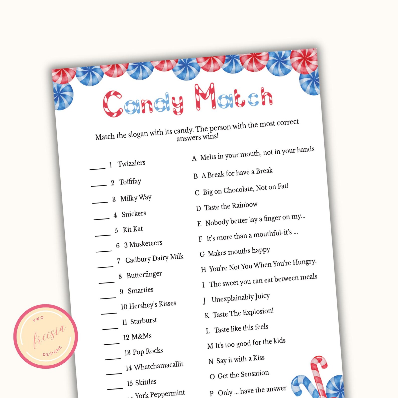 Candy Match Game for Kids & Adults - Birthday Party Games - Fun ...