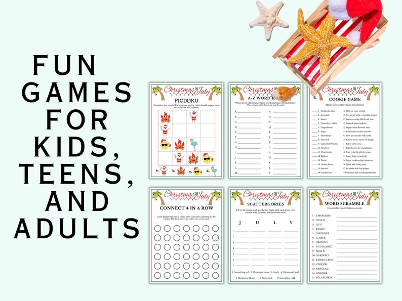 26 Printable Christmas in July Game Bundle - Christmas in July Games ...