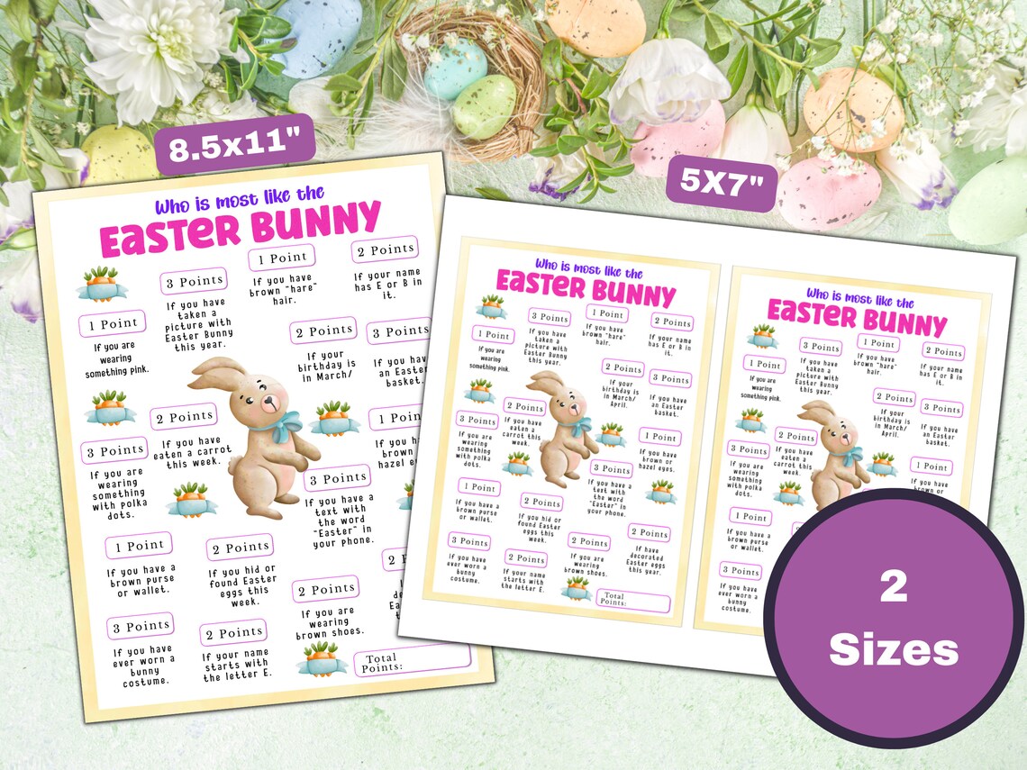 Printable Easter Party Game Who is Like the Easter Bunny Classroom ...