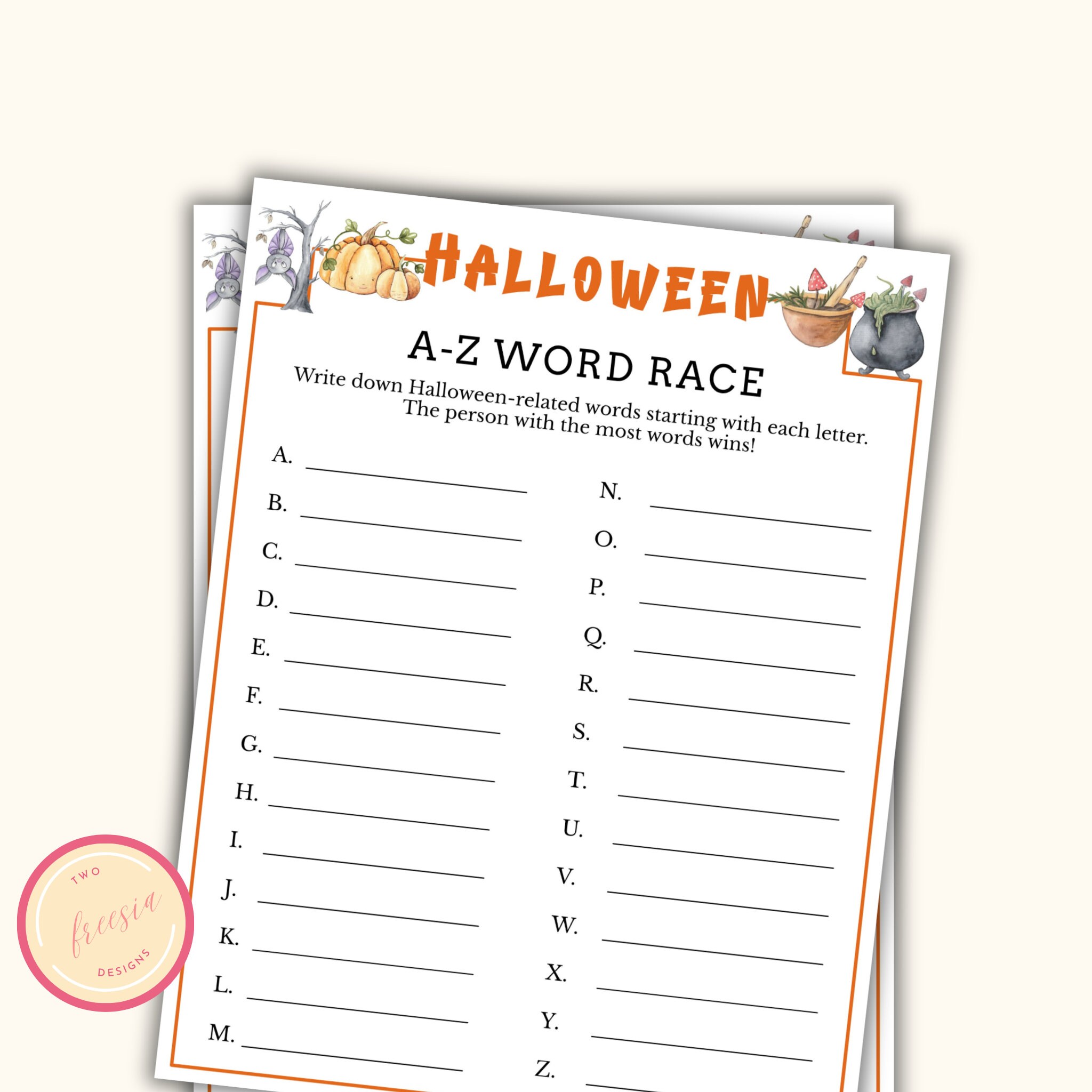Halloween A-Z Game Printable Halloween Party Game for Teens - Etsy