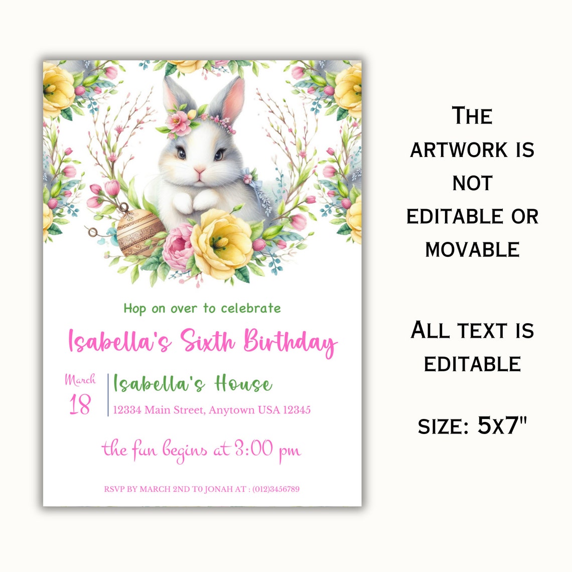 Editable Easter Birthday Invitation Some Bunny Birthday Invite Bunny ...