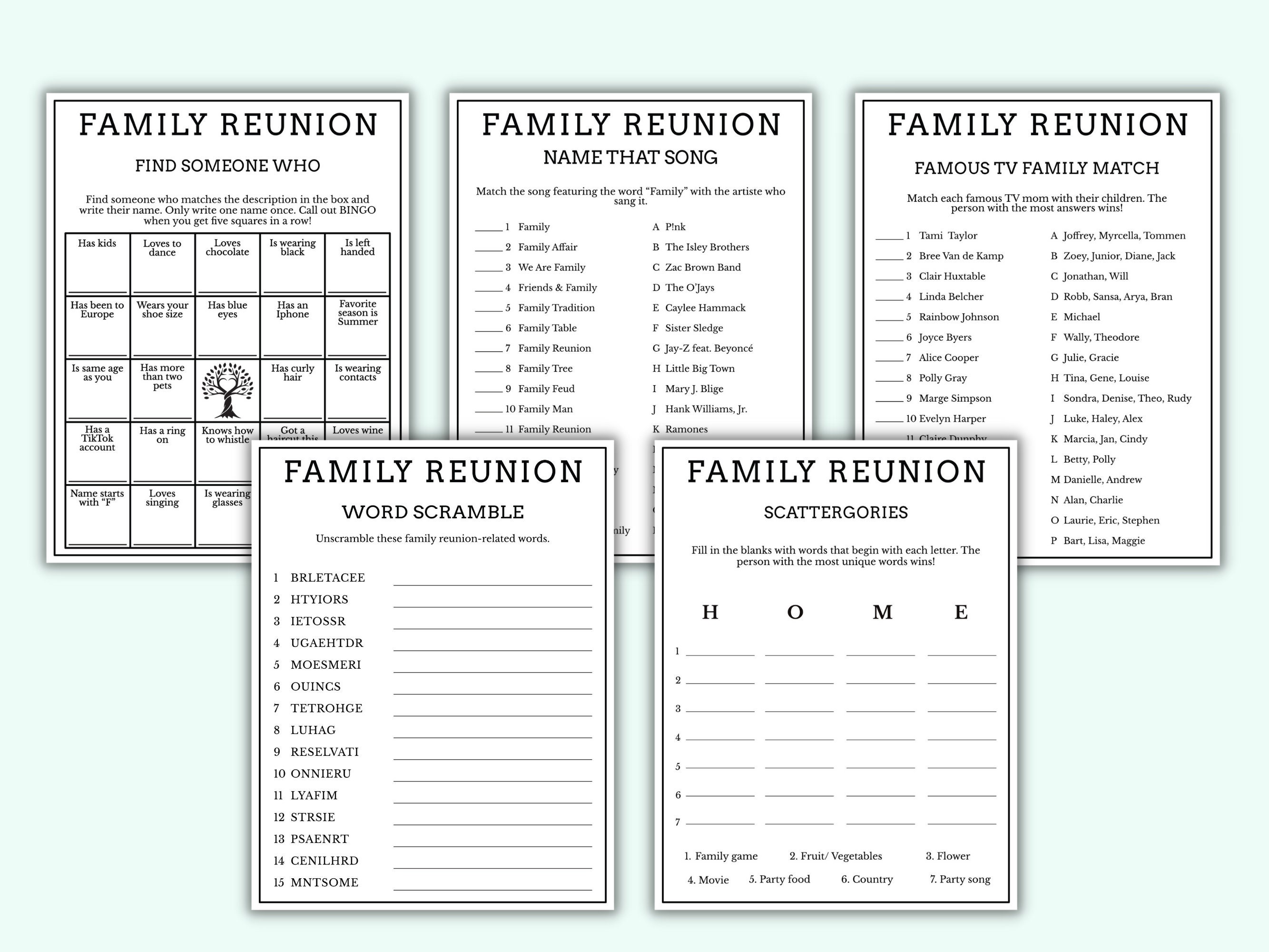 10 Family Reunion Game Bundle for Family Gathering Activities for Kids ...