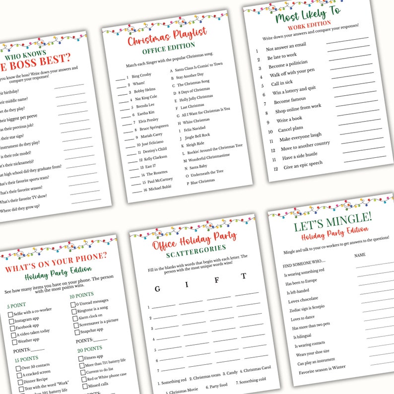 Christmas Work Party Games - 15 Holiday Office Party Game Bundle - Xmas ...