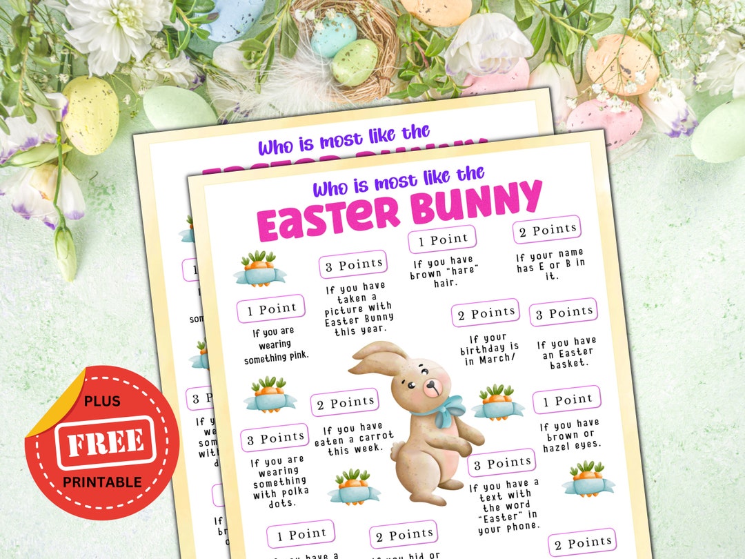 Printable Easter Party Game - Who is Like the Easter Bunny - Classroom ...