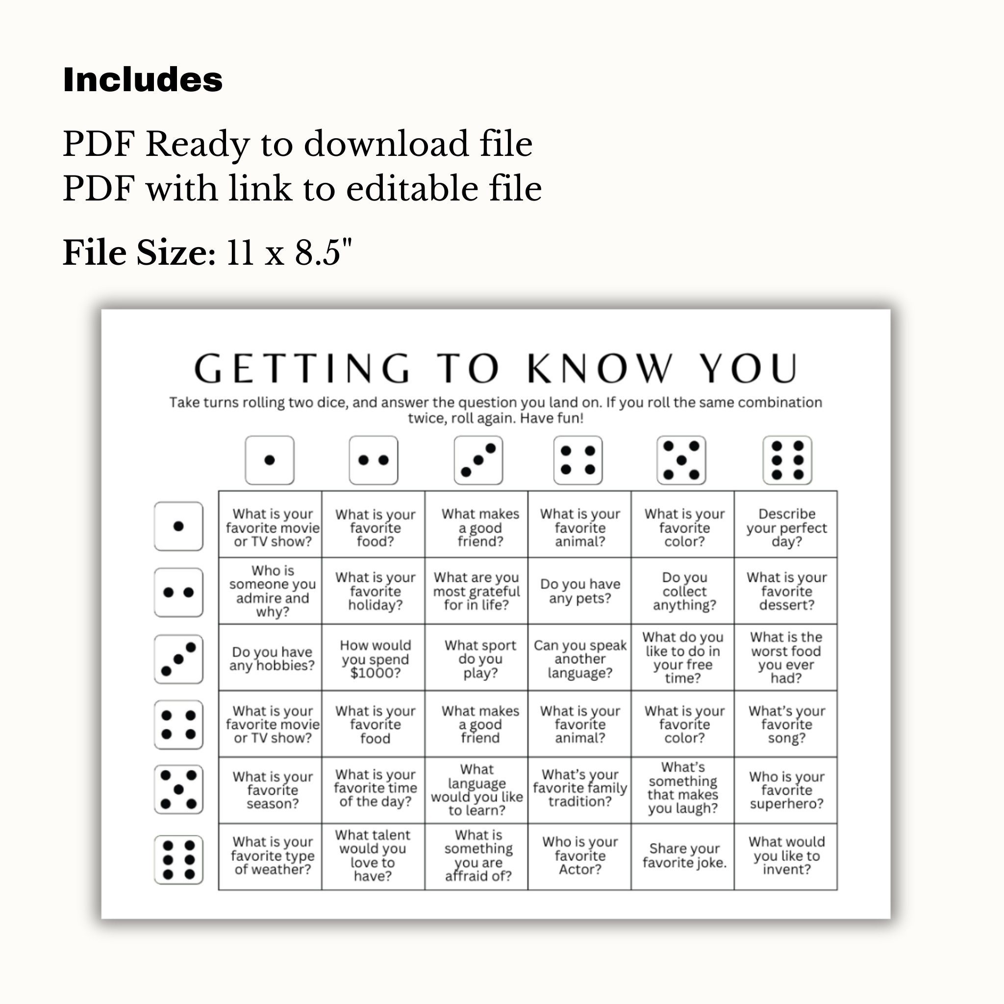 Get to Know You Dice Roll and Tell Dicebreaker Game Back to School ...