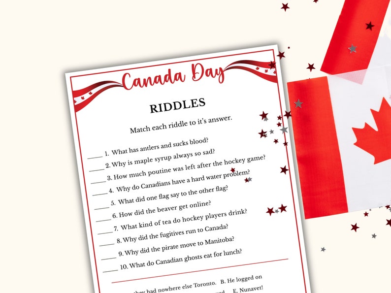 Printable Canada Day Riddles Game - Canada Day Game and Activity for ...