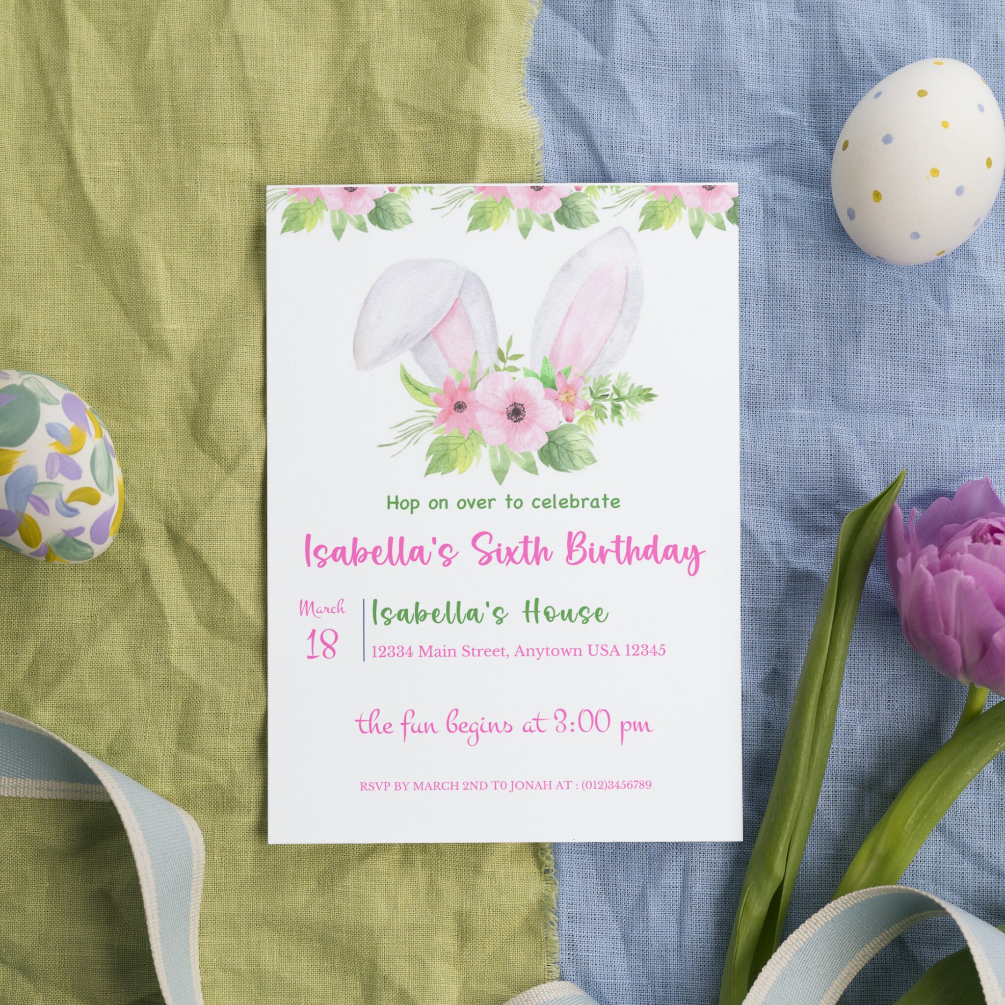 Editable Easter Birthday Invitation Some Bunny Birthday Invite Bunny ...