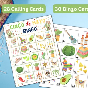 Cinco De Mayo Bingo Game - Printable 30 Fiesta Bingo Cards - Mexican ...