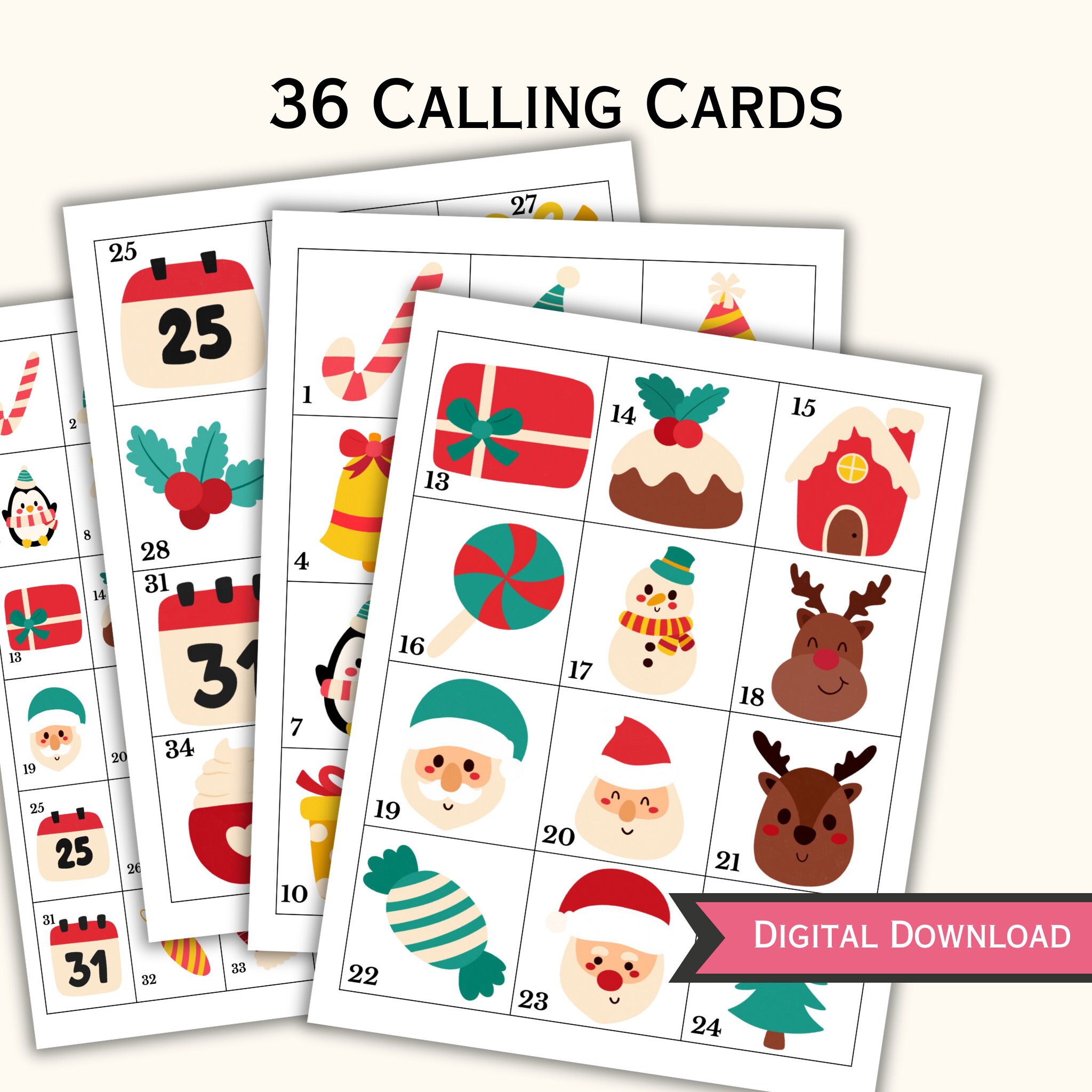 30 Christmas Bingo Cards - Printable Christmas Games for Kids and ...