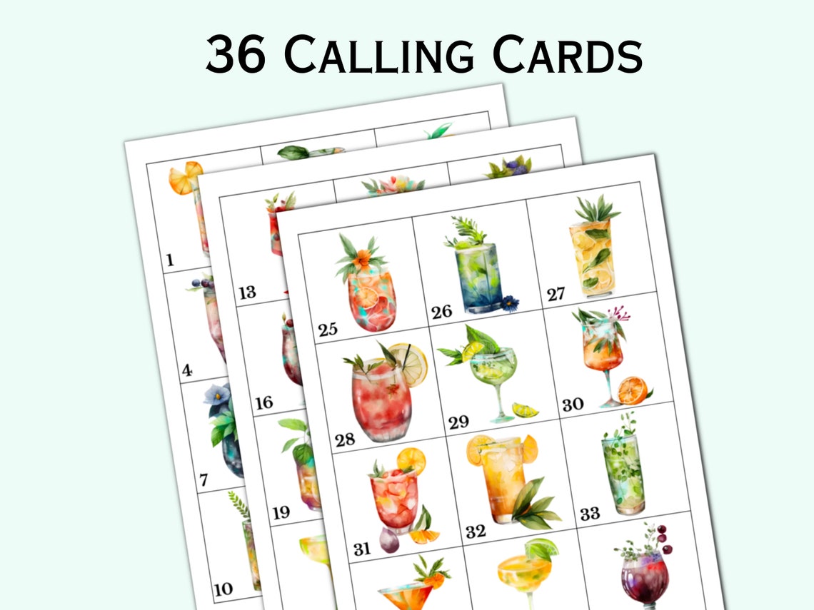Cocktail Bingo - Printable Cocktail Party Game for Girls Game Night ...