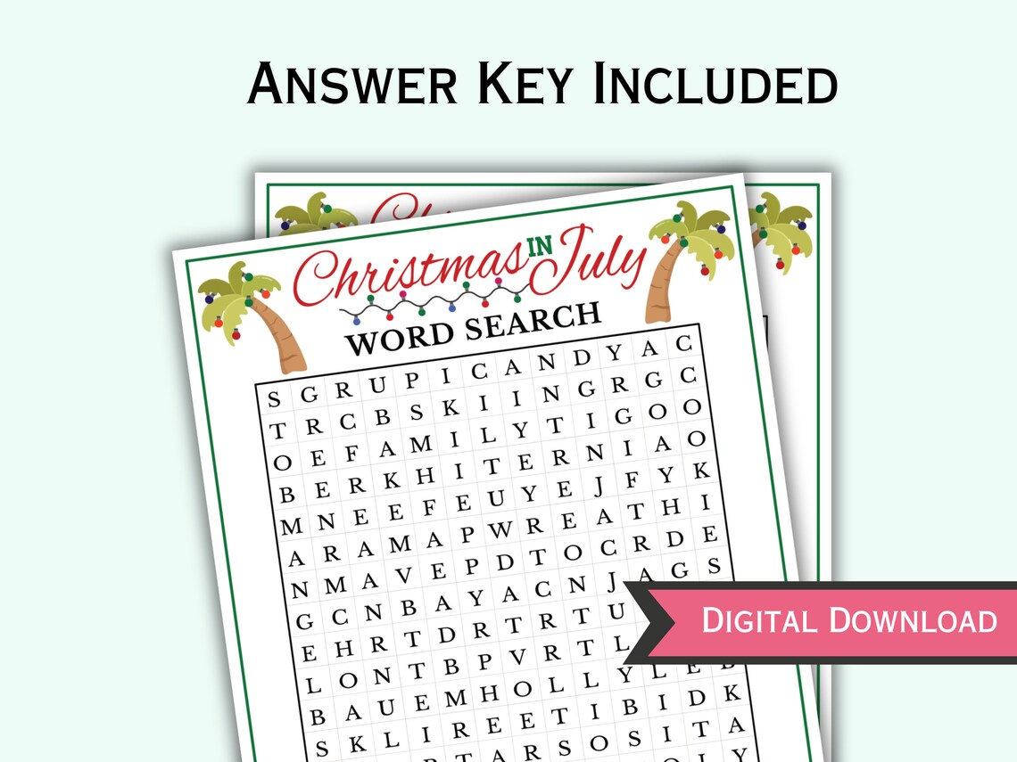 Word Search Game - Printable Christmas in July Game for Kids & Adults ...