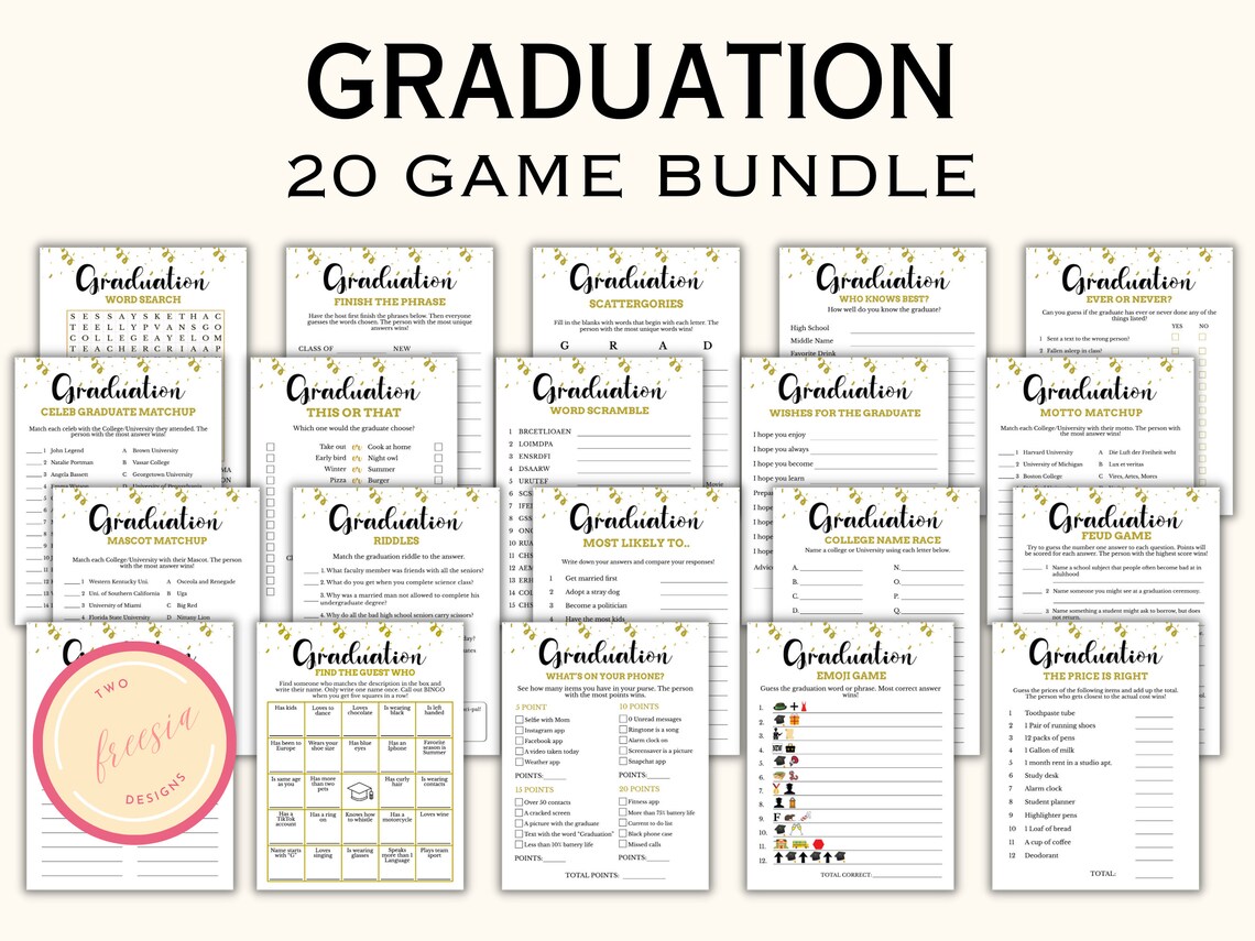 20 Printable Graduation Party Games Bundle 2023 Graduation Games Class ...
