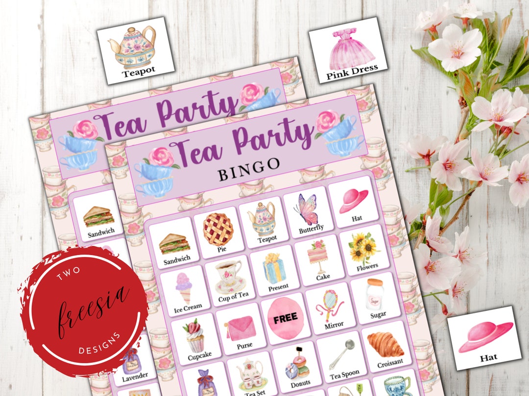 Printable Tea Party Bingo Cards 20 Unique Bingo Cards Girls - Etsy