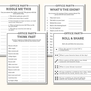 Printable Office Party Games Bundle - Work Party Games for Team ...