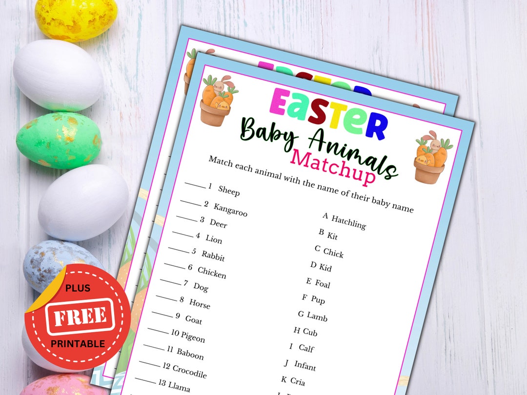 Printable Easter Game - Baby Animal Matchup - Easter Activity for Kids ...