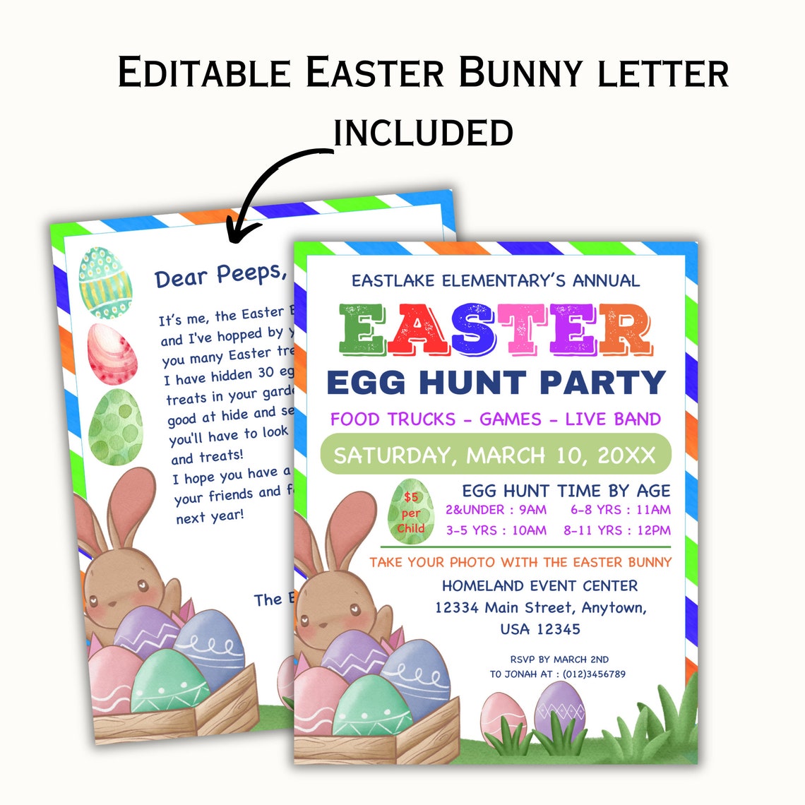 Editable Easter Fundraiser Flyer Easter Egg Hunt Flyer Printable Easter ...