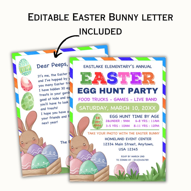 Editable Easter Fundraiser Flyer Easter Egg Hunt Flyer Printable Easter ...