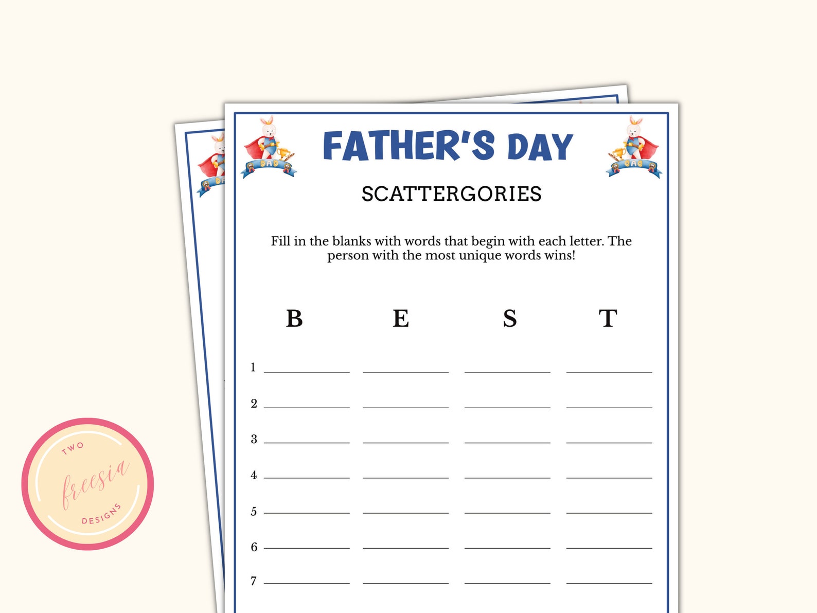 Printable Father's Day Scattergories Game - Printable Father's Day Game ...