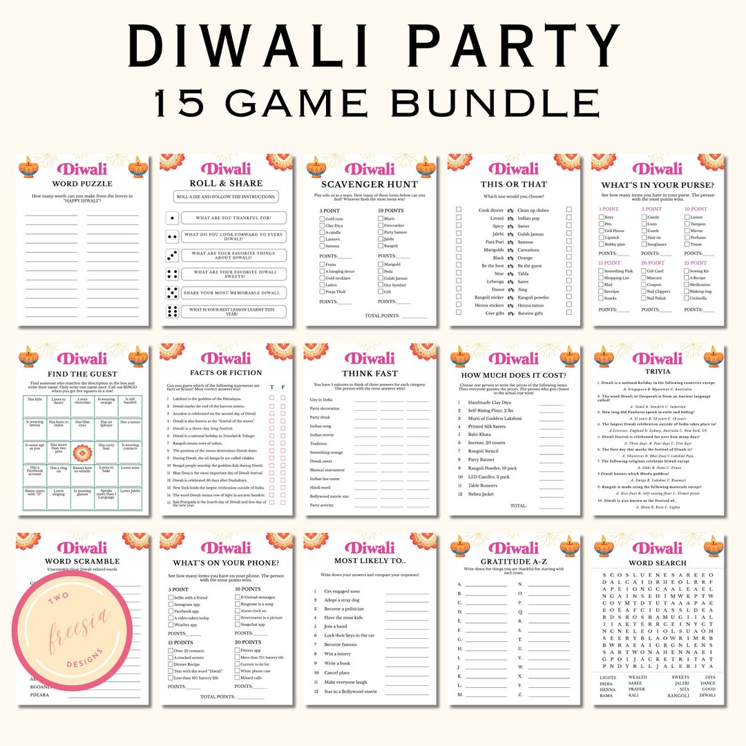 15 Diwali Games Bundle - Printable Diwali Games for Kids, Teens ...