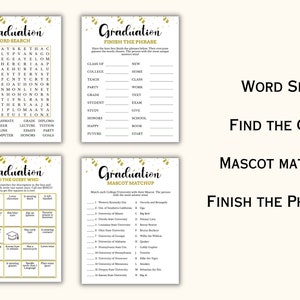 8 Printable Graduation Party Games Bundle - 2025 Graduation Games ...