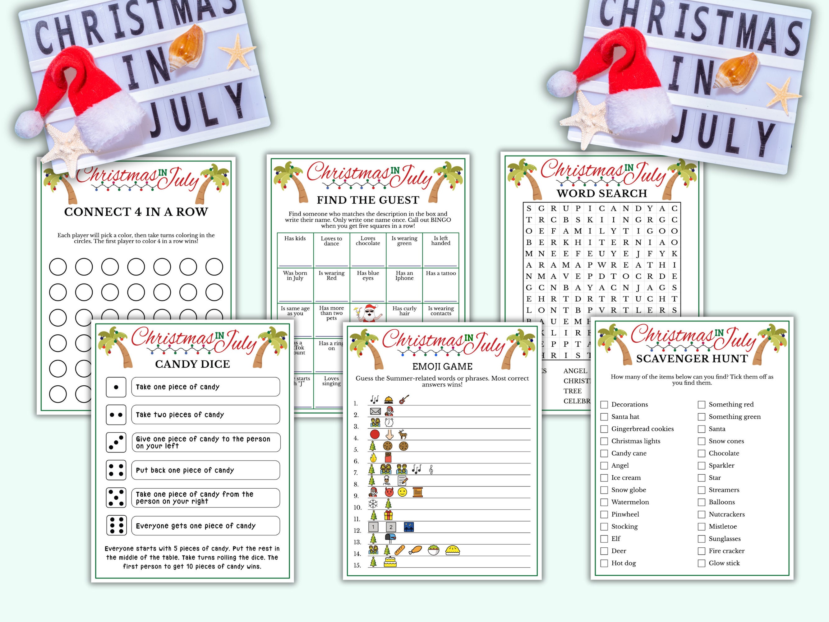 13 Christmas in July Game Bundle - Printable Christmas in July Games ...
