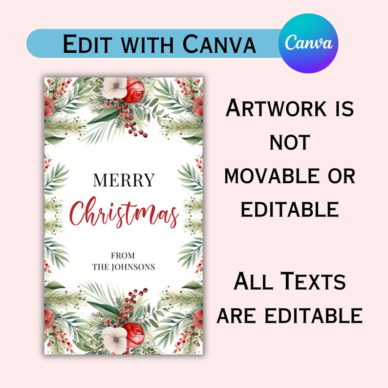 Printable Christmas Gift Tag Merry Christmas Gift Tag Holiday Party ...