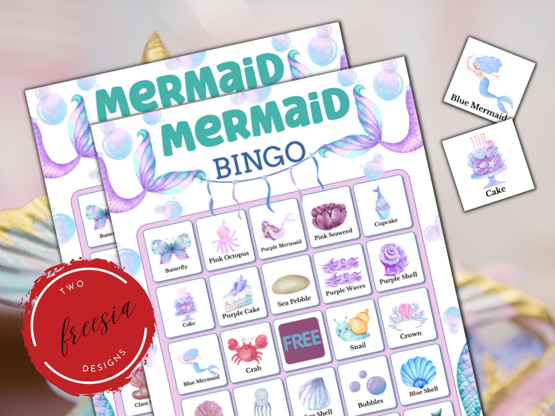 Mermaid Bingo Printable Game for Birthday Parties Activities - Etsy