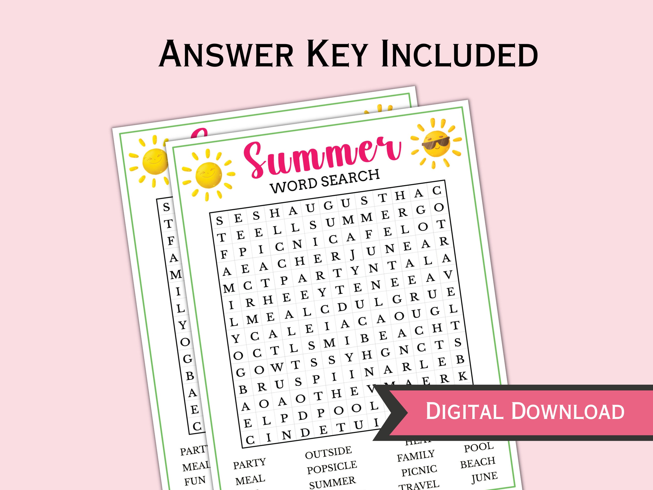 12 Printable Summer Game Bundle for Kids and Adults - Beach, Pool Party ...