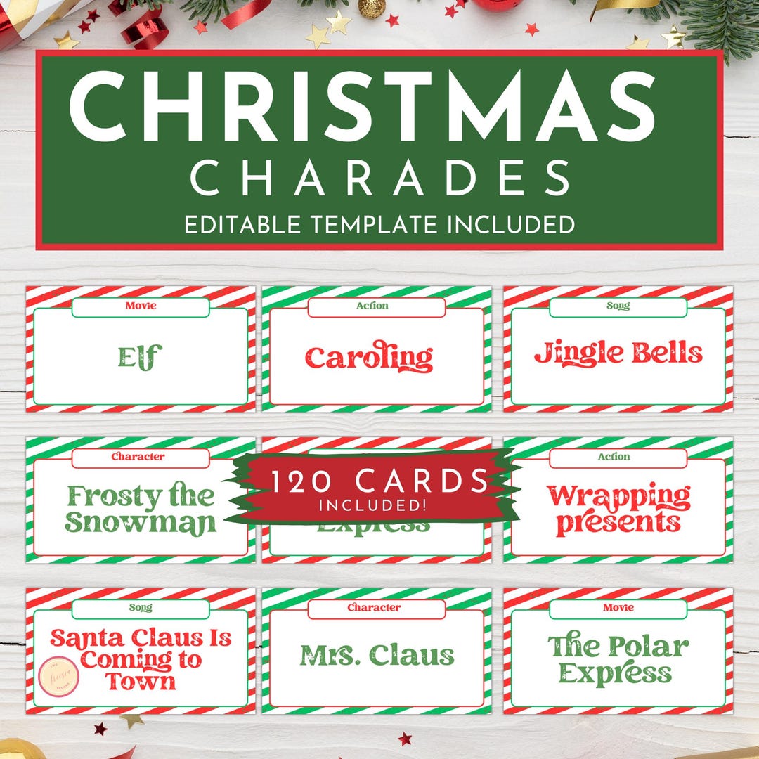Christmas Charades Game, Printable Holiday Game, Family Christmas Games ...