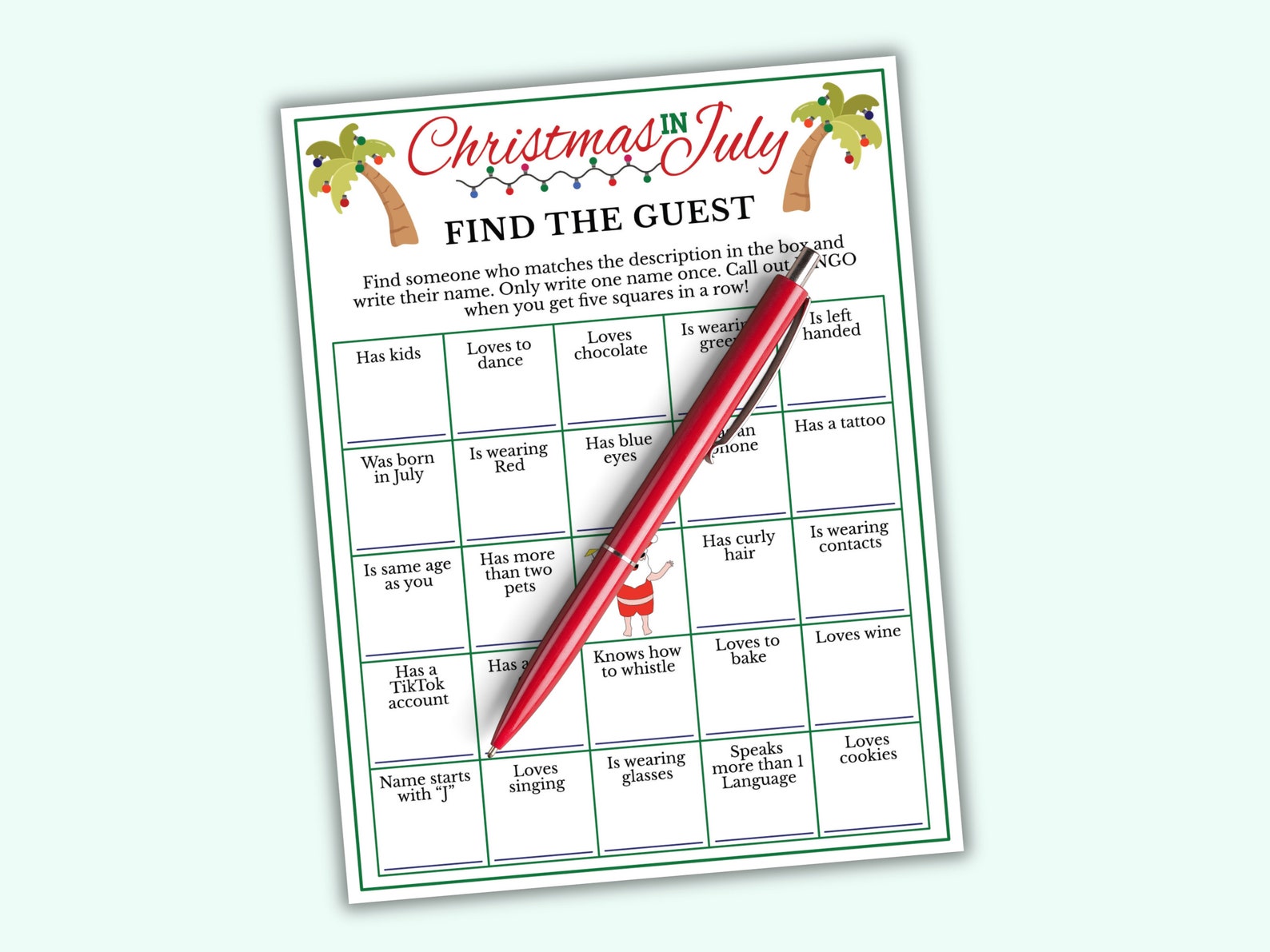 26 Printable Christmas in July Game Bundle - Christmas in July Games ...