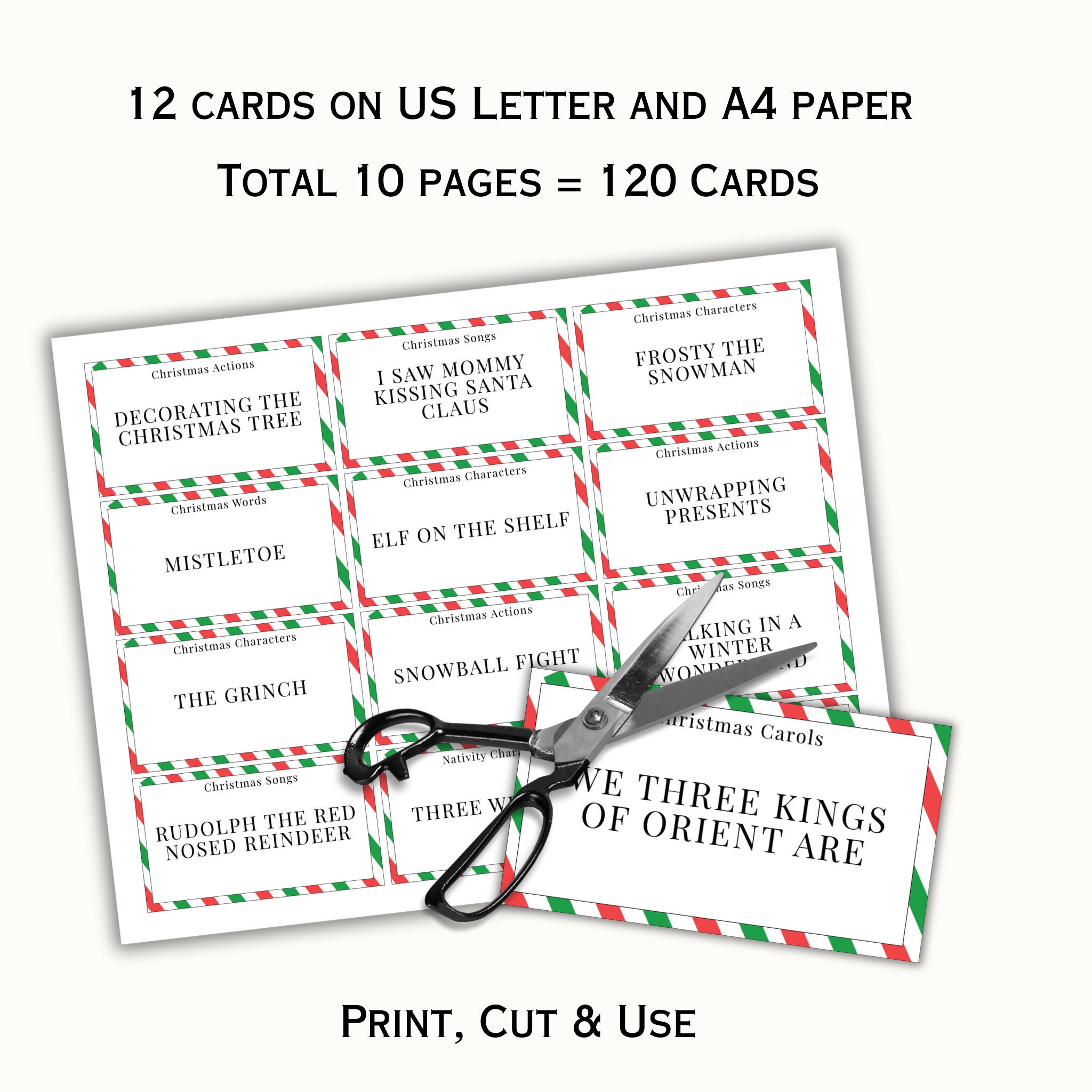 Christmas Charades - 120 Printable Christmas Charades Cards - Christmas ...