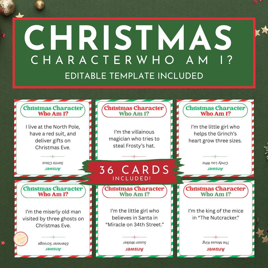Christmas Character Who Am I? Game, Printable Holiday Game, Family ...