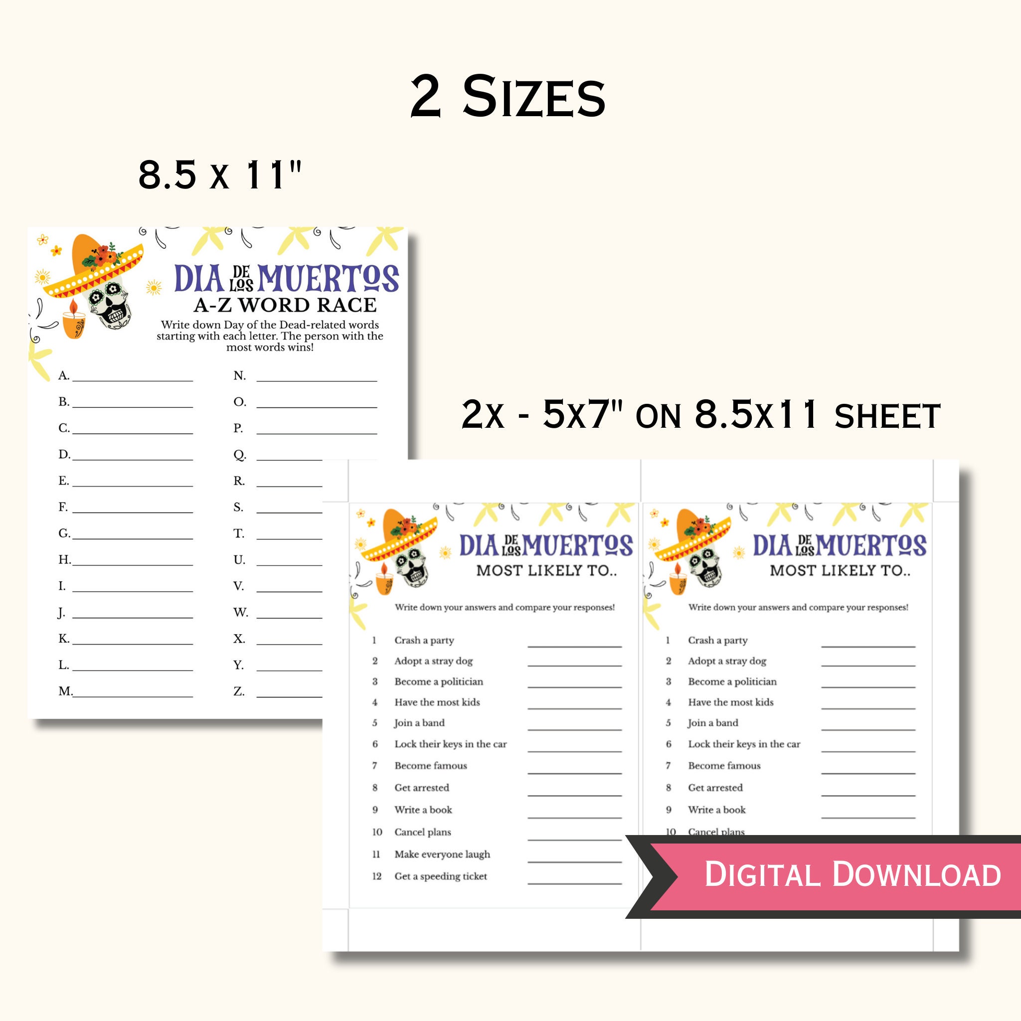Día De Los Muertos Party Games - Printable Day of the Dead Game Bundle ...