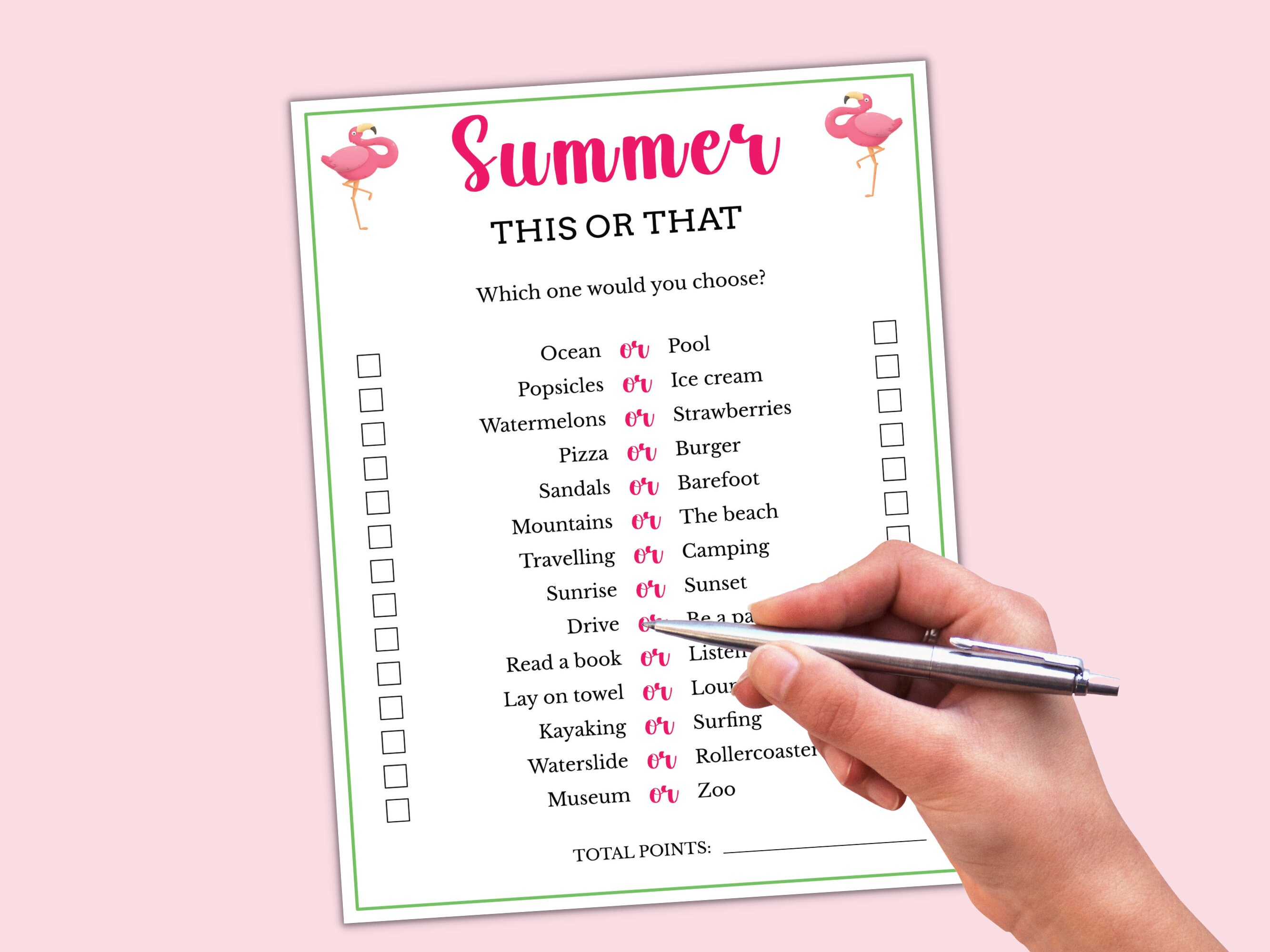 Summer This or That Game - Printable Summer Game and Activity for Kids ...