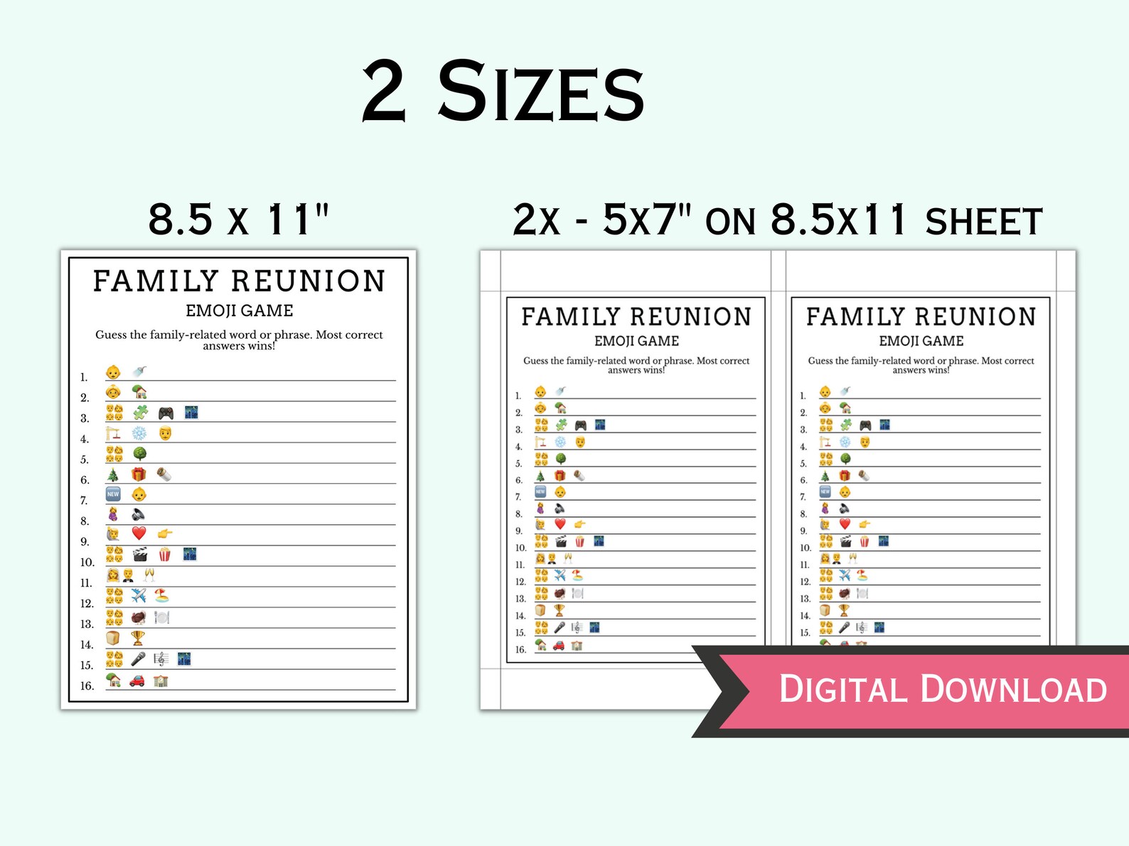 Family Reunion Emoji Game - Printable Family Reunion Emoji Pictionary ...