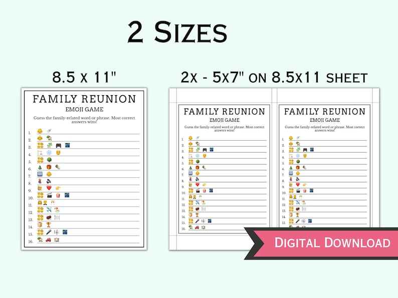 Family Reunion Emoji Game - Printable Family Reunion Emoji Pictionary ...