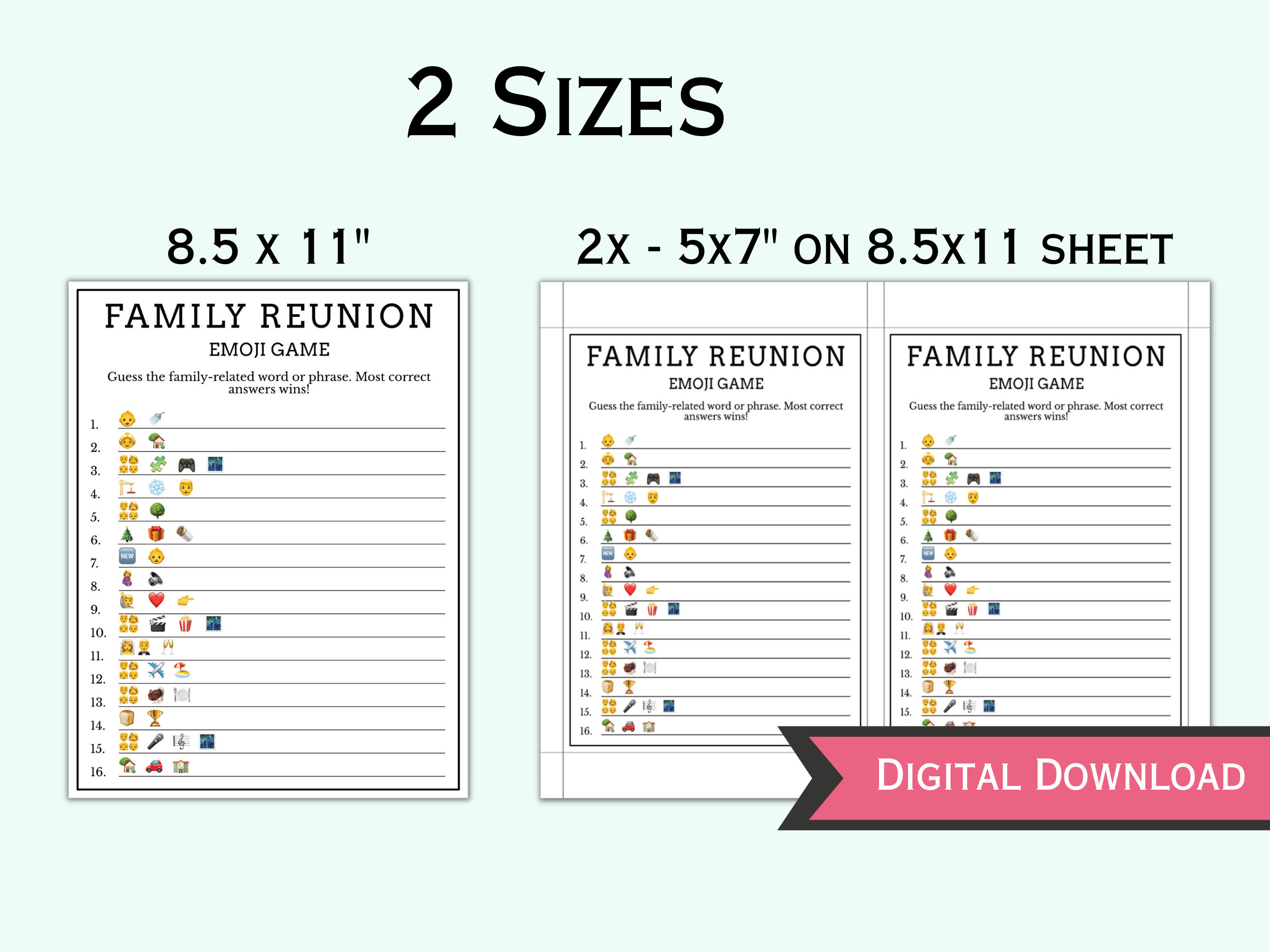 Family Reunion Emoji Game - Printable Family Reunion Emoji Pictionary ...