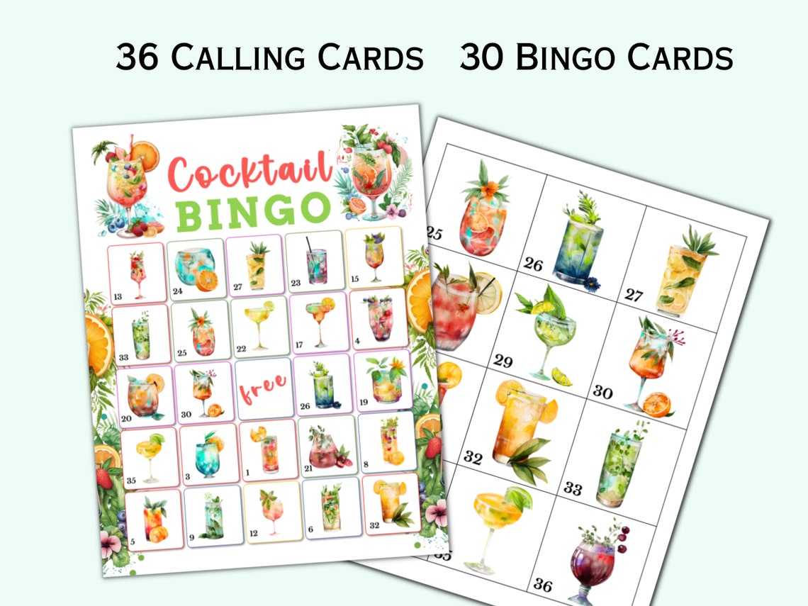 Cocktail Bingo - Printable Cocktail Party Game for Girls Game Night ...