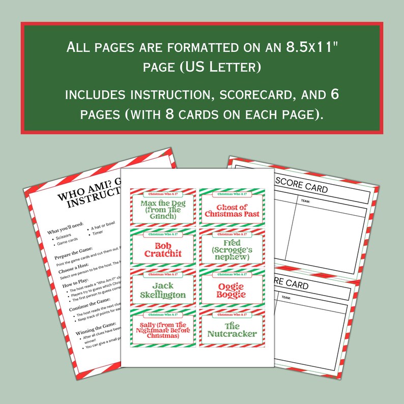 Christmas Who Am I? Game, Printable Holiday Game, Family Christmas ...