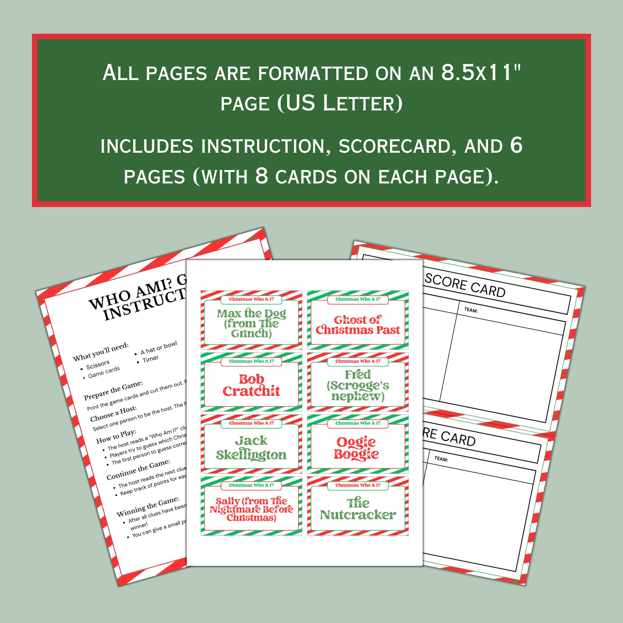 Christmas Who Am I? Game, Printable Holiday Game, Family Christmas ...