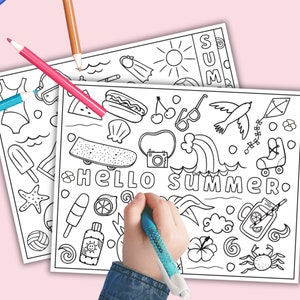 Printable Summer Doodle Coloring Pages - Summer Coloring Placemat ...