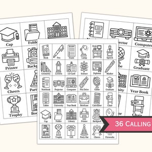 50 Graduation Bingo Cards - Printable Bingo Cards for Graduation Party ...