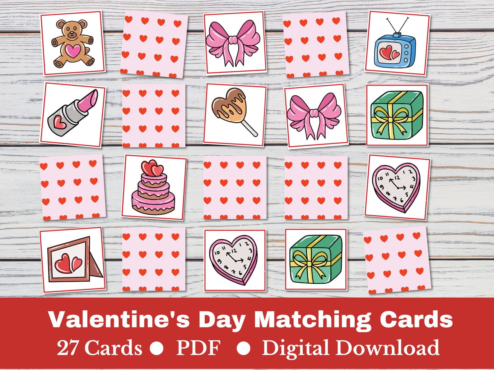 Valentine's Day Memory Game for Kids - Printable Matching Game ...