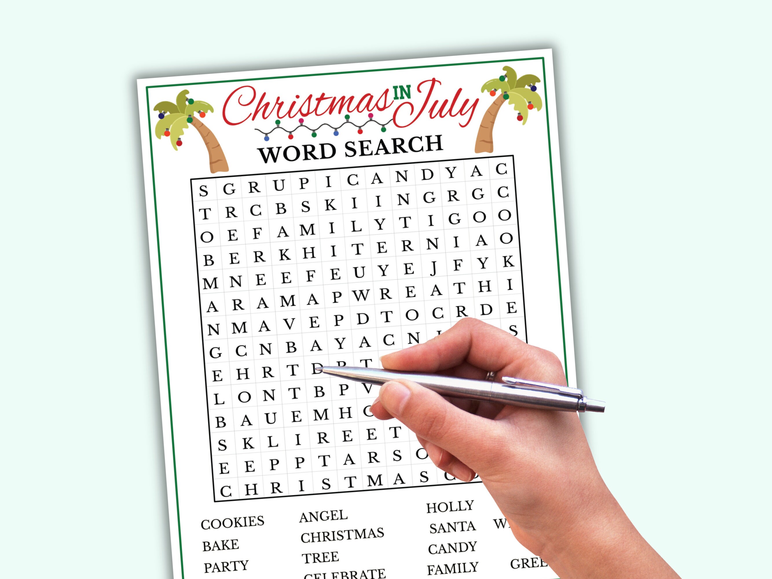 Word Search Game - Printable Christmas in July Game for Kids & Adults ...